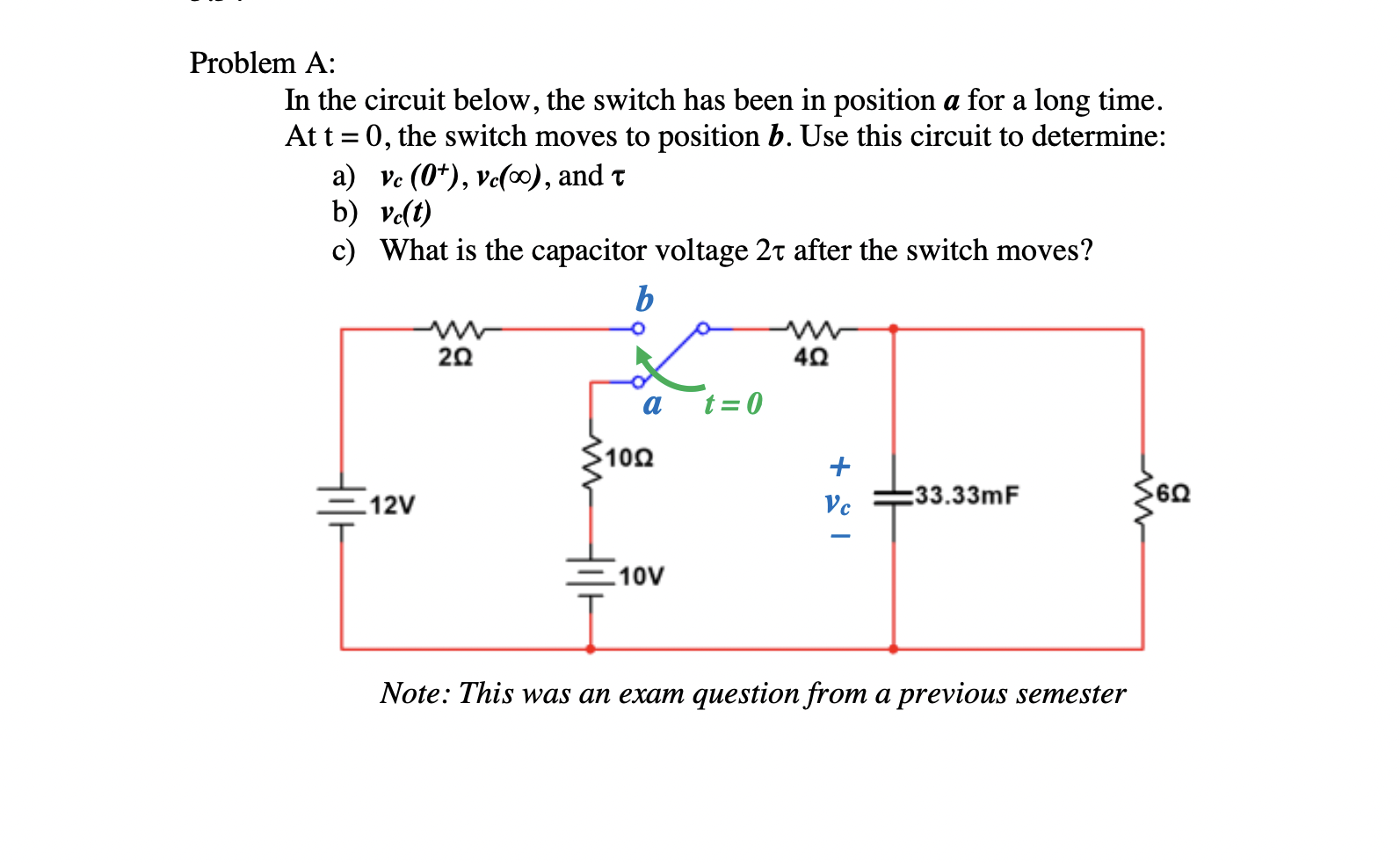 Solved roblem A: In the circuit below, the switch has been | Chegg.com