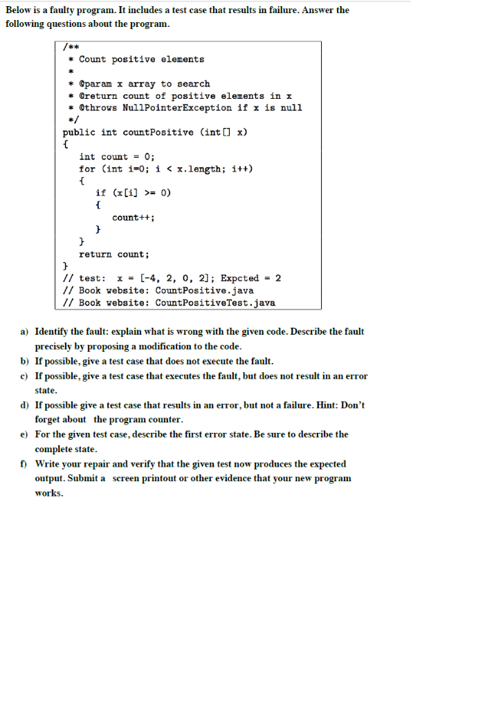 Solved Below Is A Faulty Program It Includes A Test Case