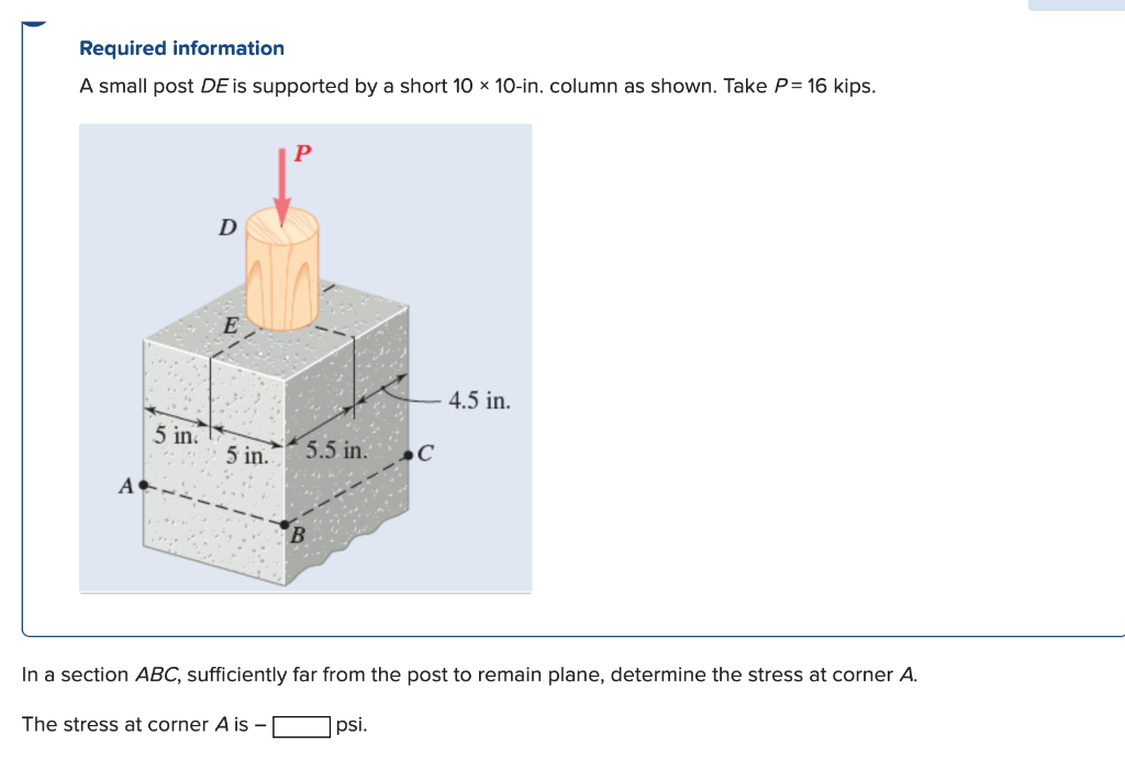 Solved Required information A small post DE is supported by | Chegg.com