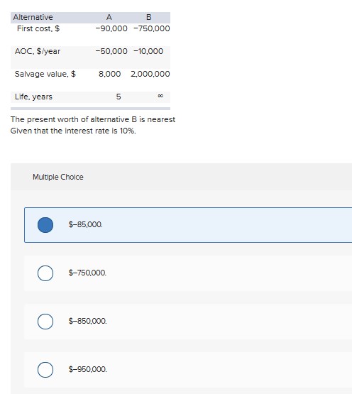 Solved Life, years5\( \infty \)The present worth of | Chegg.com