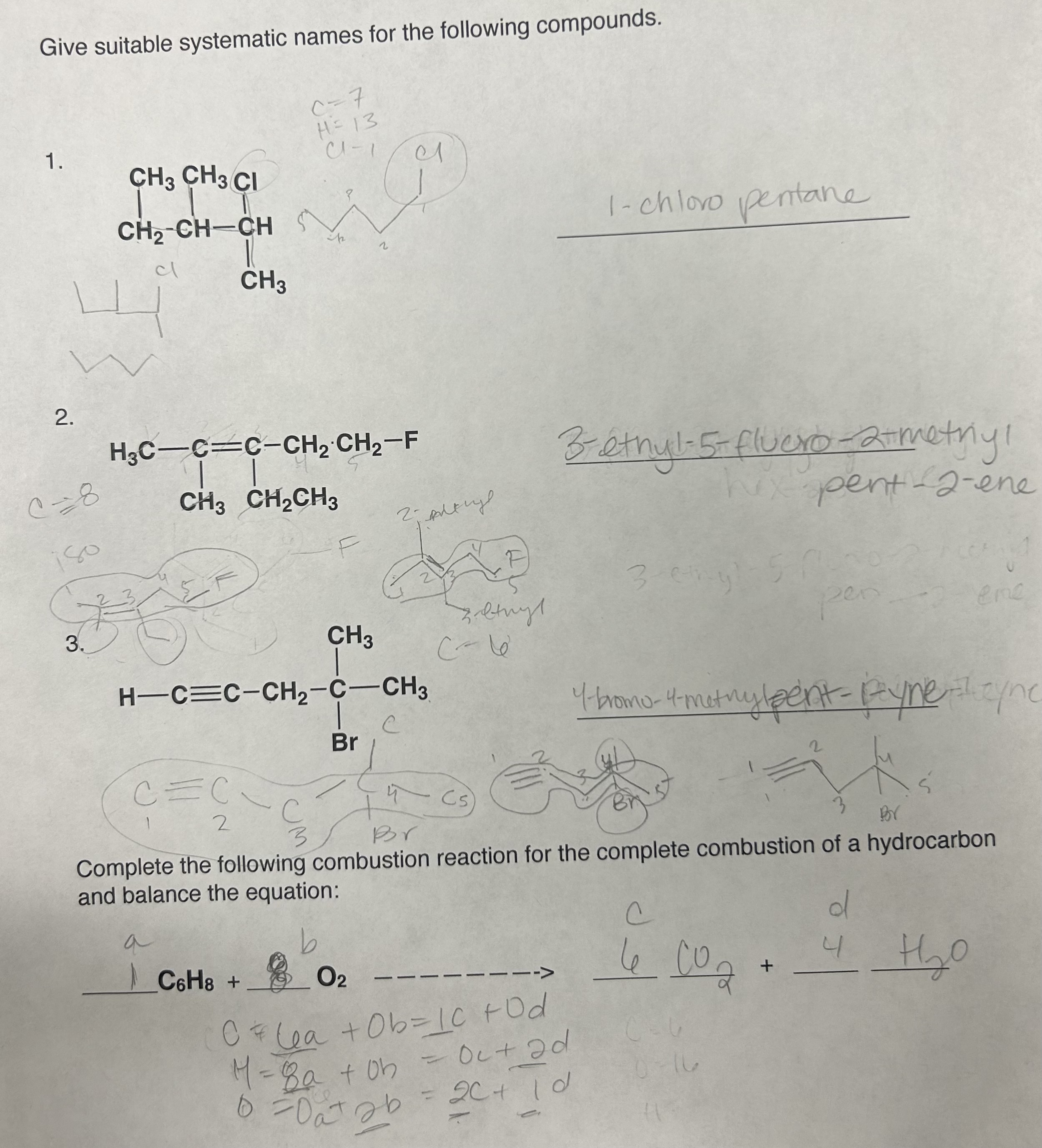 Solved Give suitable systematic names for the following | Chegg.com