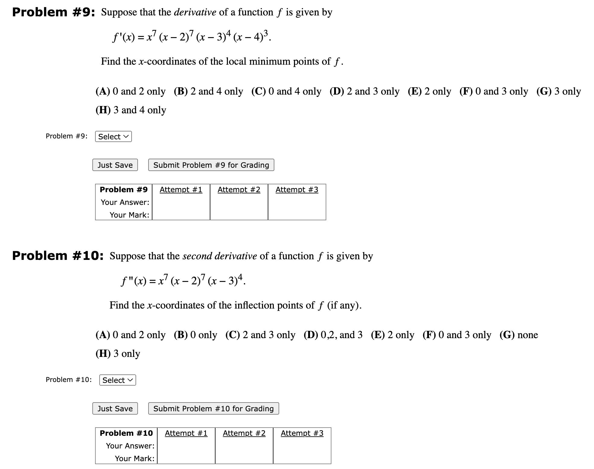 Solved Problem \#9: Suppose that the derivative of a | Chegg.com