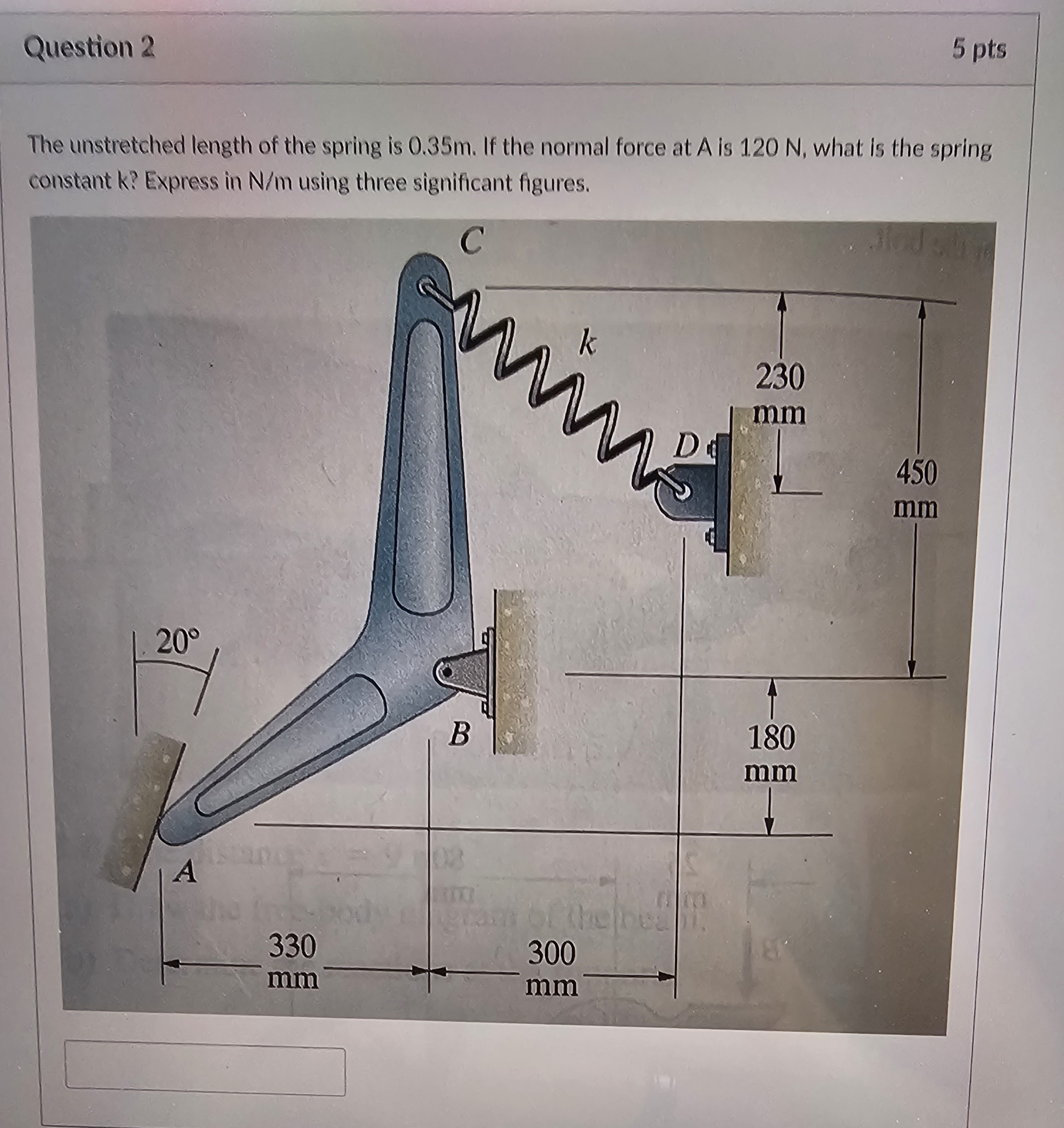 Solved Question 2The unstretched length of the spring is | Chegg.com