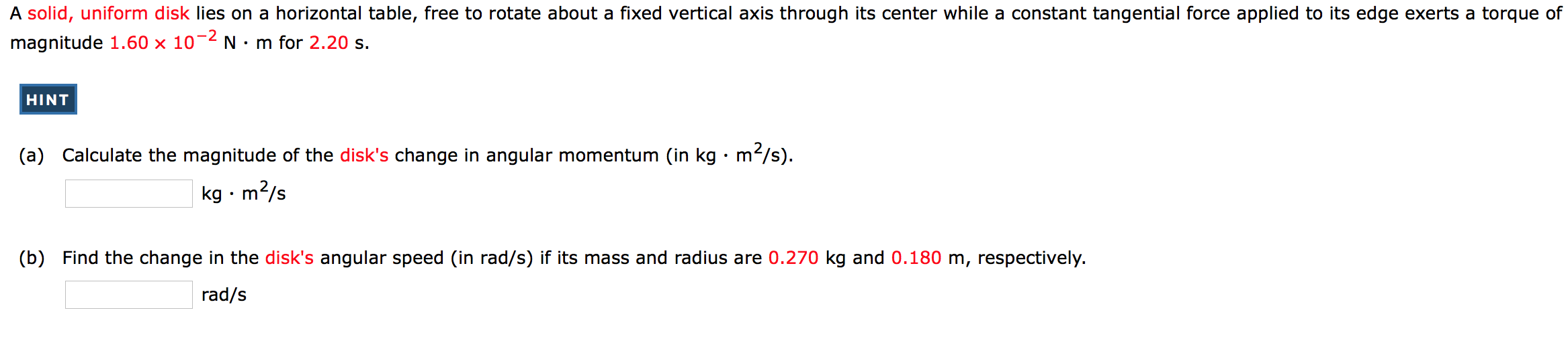 Solved A solid, uniform disk lies on a horizontal table, | Chegg.com