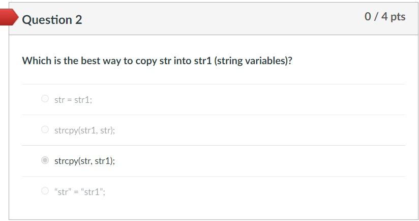 Solved Which is the best way to copy str into str1 (string | Chegg.com