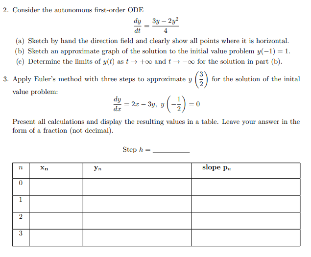Solved 2. Consider the autonomous first-order ODE | Chegg.com
