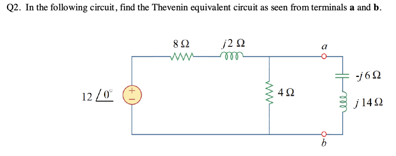 Solved Q2. In the following circuit, find the Thevenin | Chegg.com