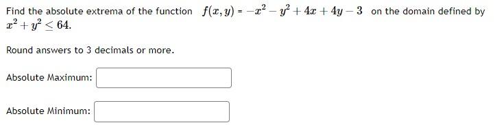 Find the absolute extrema of the function | Chegg.com