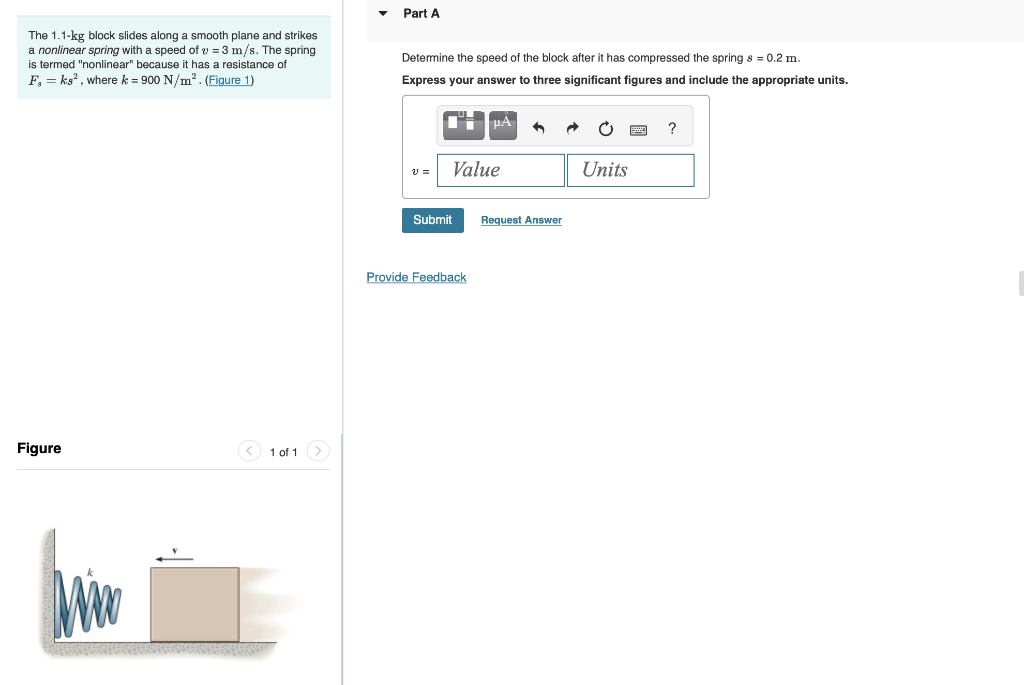 Solved The 1.1-kg block slides along a smooth plane and | Chegg.com