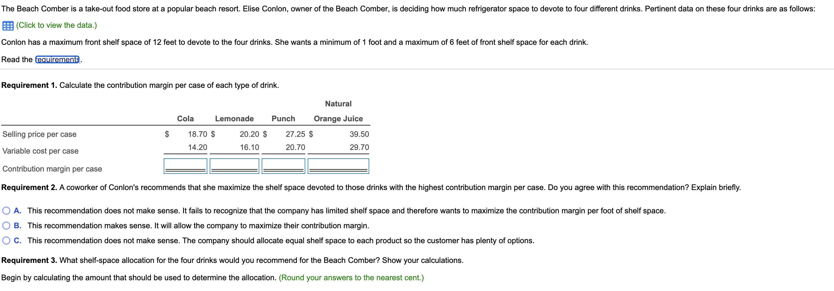 Solved The Beach Comber is a take-out food store at a | Chegg.com