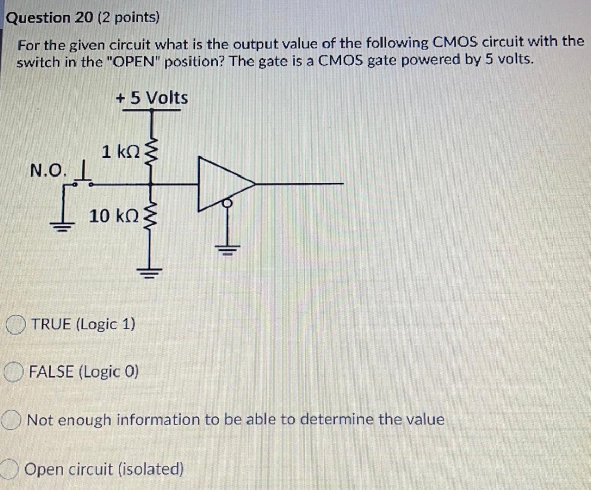 Solved Question 20 (2 points) For the given circuit what is | Chegg.com