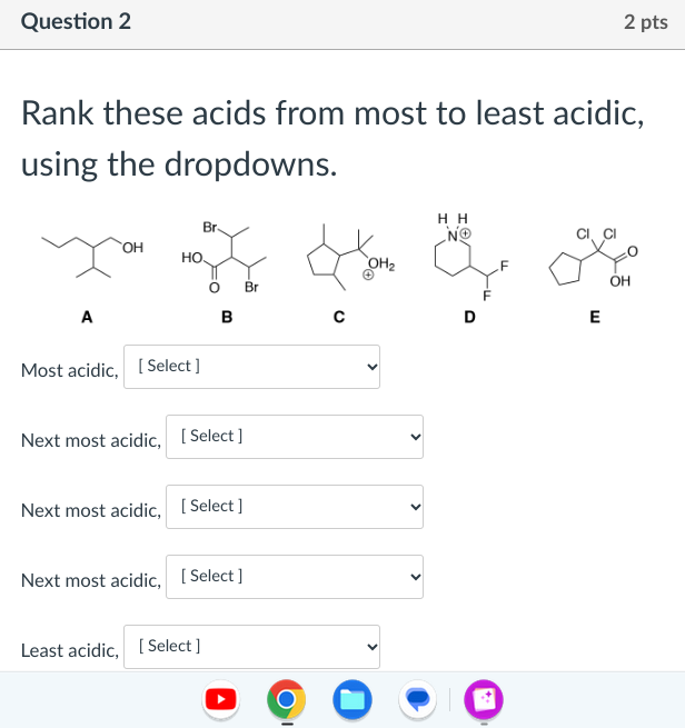 Rank these acids from most to least acidic, using the | Chegg.com