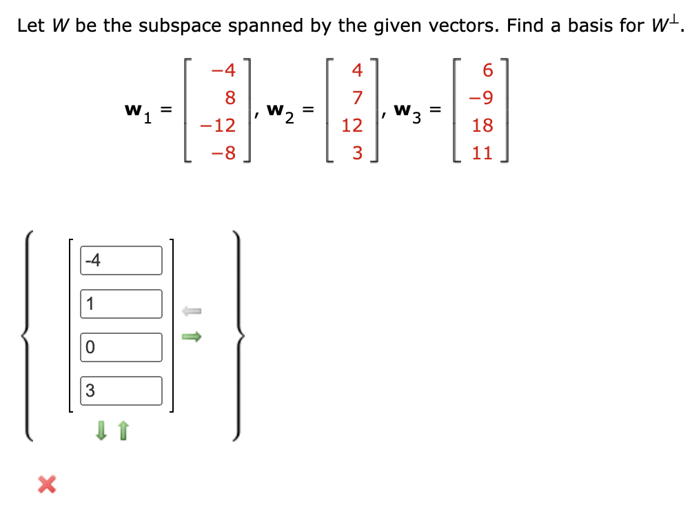Solved Let W be the subspace spanned by the given vectors. | Chegg.com