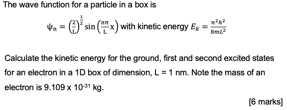 Solved The wave function for a particle in a box is Wn ()*5 | Chegg.com
