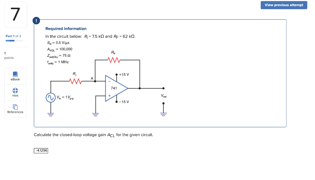 Solved View previous attempt 7 Part 1 of 2 Required | Chegg.com