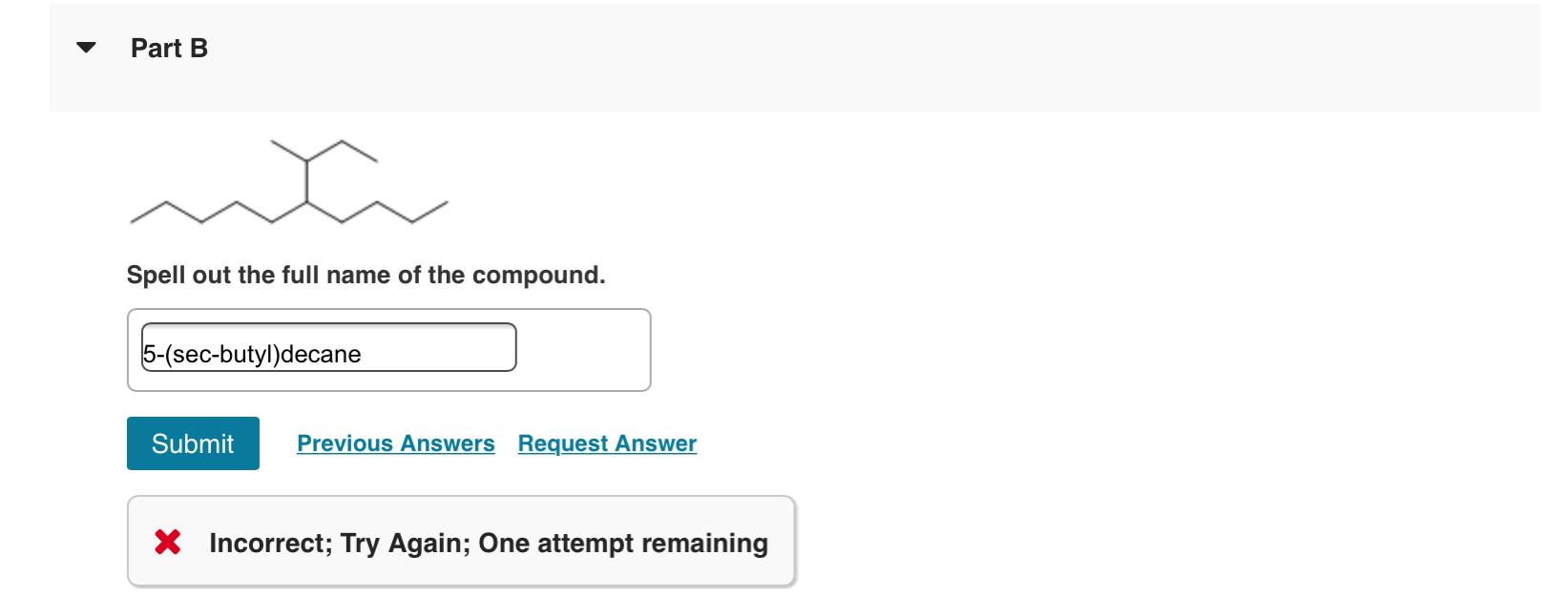 Solved Part B Spell out the full name of the compound. | Chegg.com