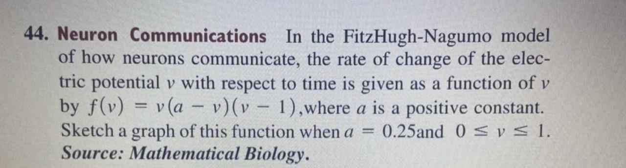Solved 4. Neuron Communications In the FitzHugh-Nagumo model | Chegg.com
