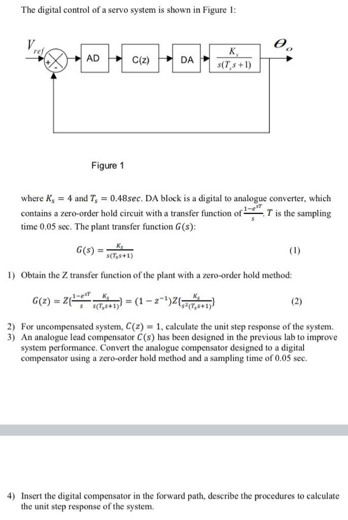 Solved The digital control of a servo system is shown in | Chegg.com