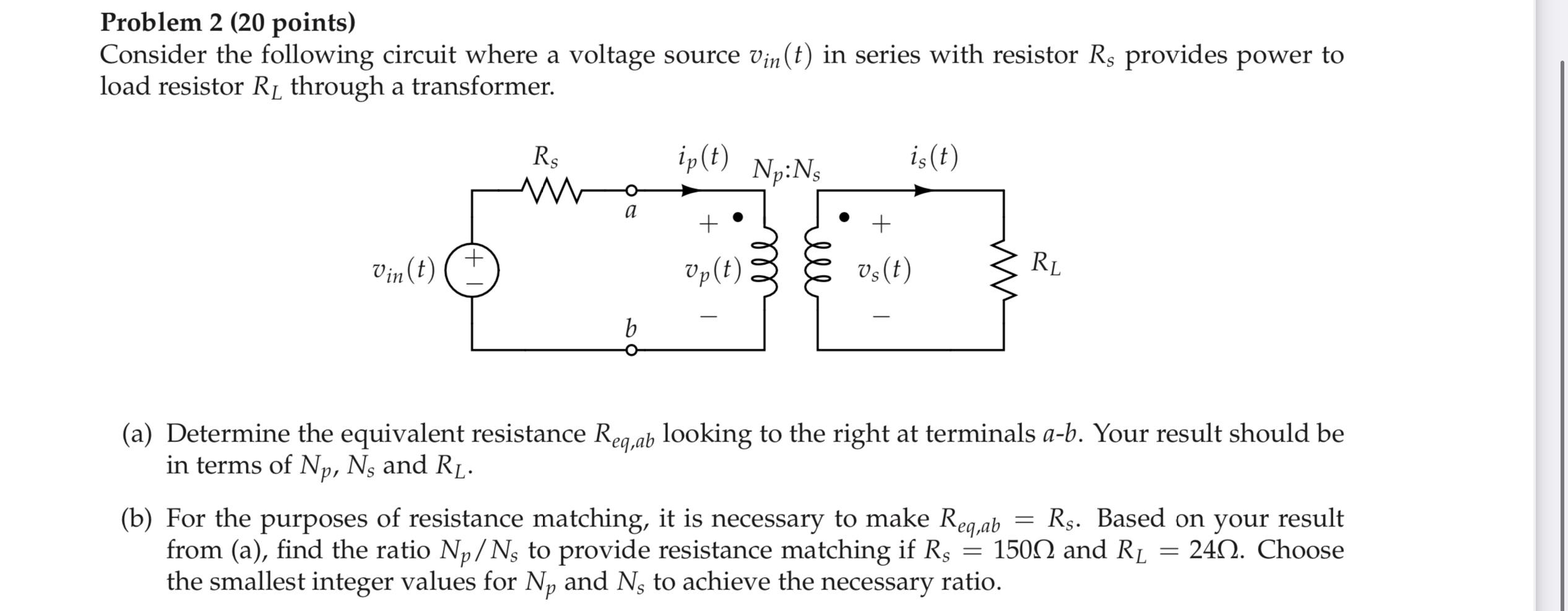 Solved Problem 2 ( 20 points) Consider the following circuit | Chegg.com