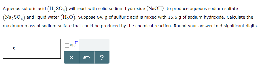 Solved Aqueous sulfuric acid (H2SO4) will react with solid | Chegg.com