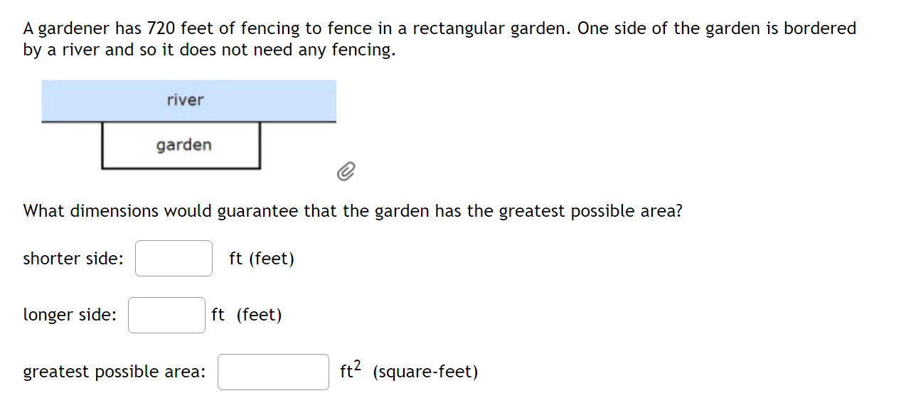 Solved A gardener has 720 feet of fencing to fence in a | Chegg.com