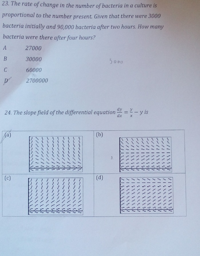 Solved 23. The rate of change in the number of bacteria in a | Chegg.com