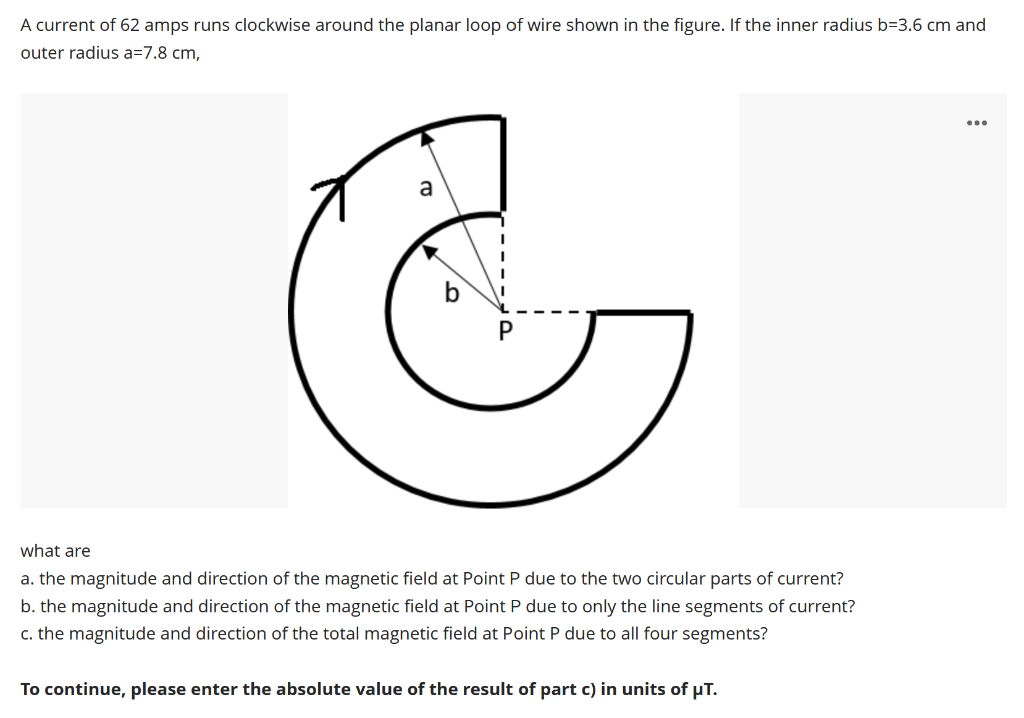 Solved A current of 62 amps runs clockwise around the planar | Chegg.com