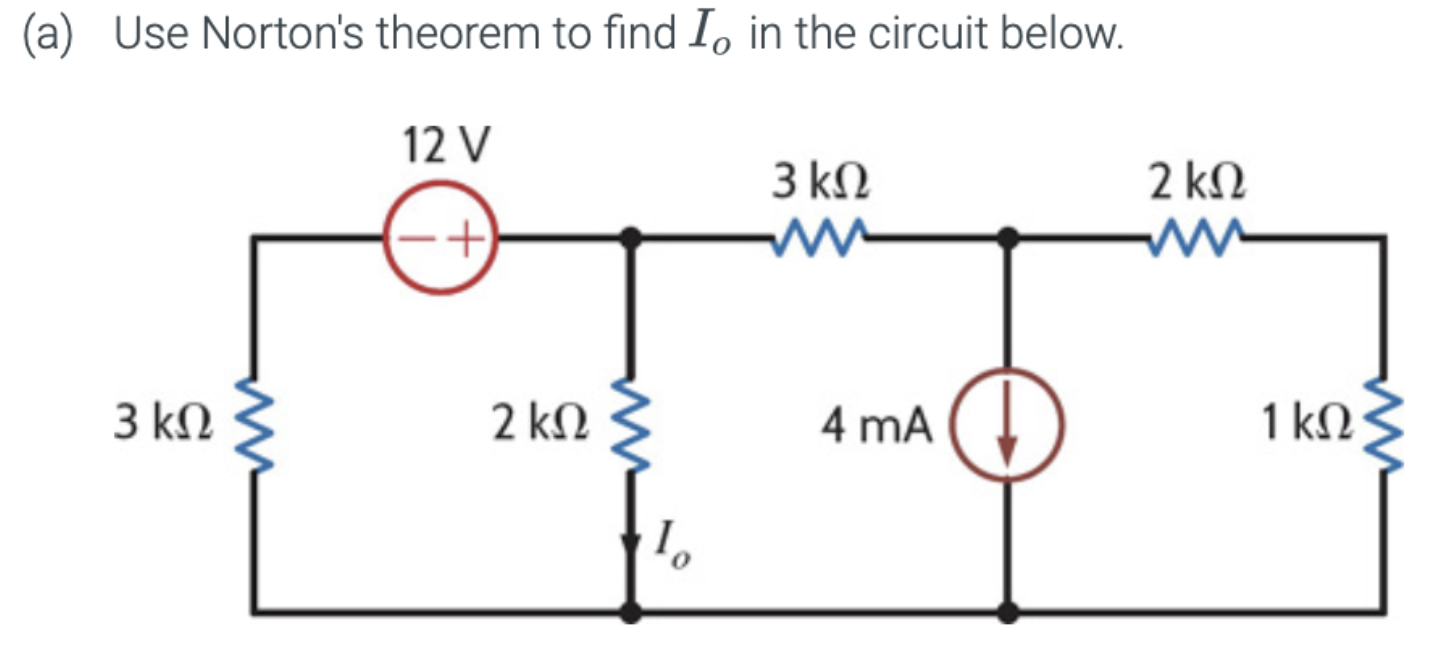 Solved a) Use Norton's theorem to find Io in the circuit | Chegg.com