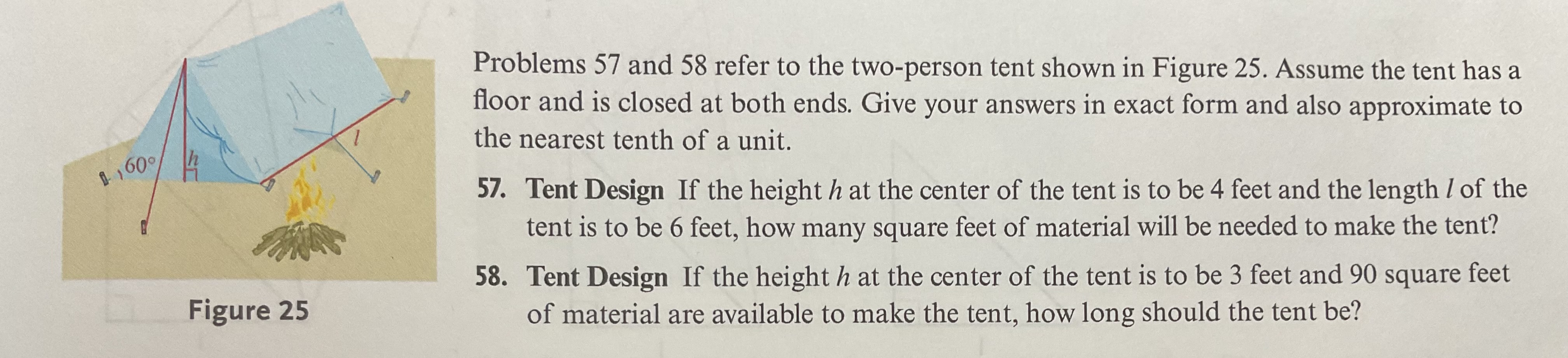 Solved Problems 57 ﻿and 58 ﻿refer to the two-person tent | Chegg.com