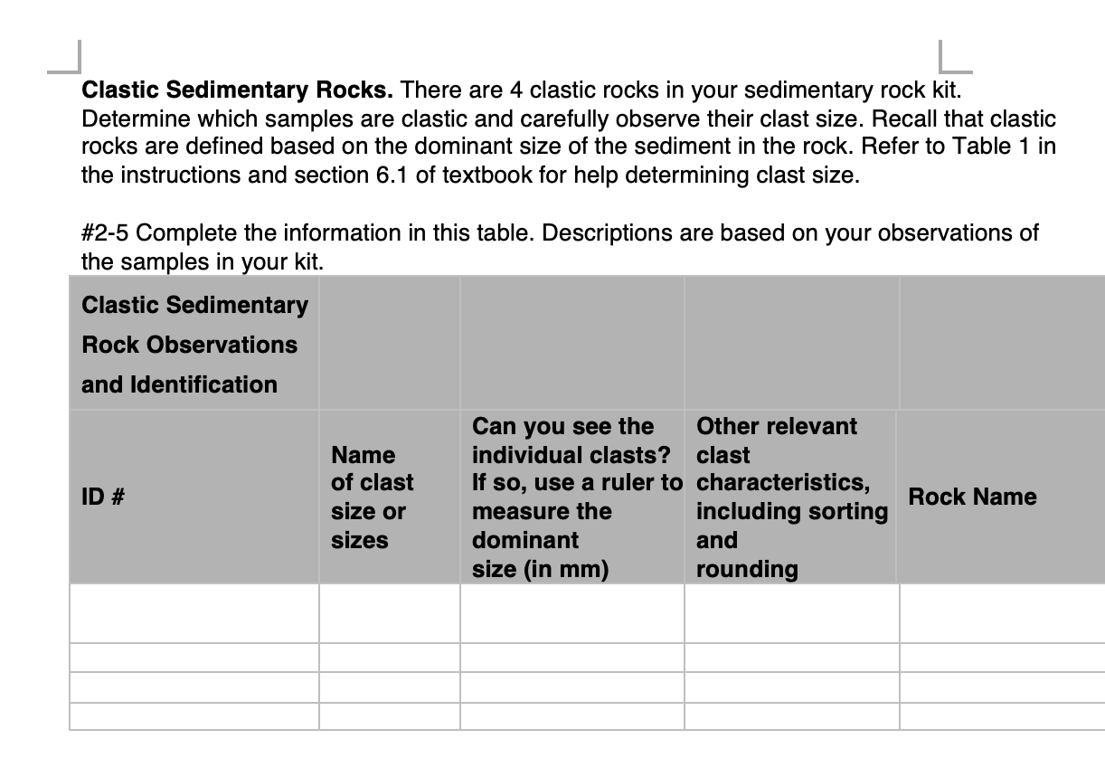 Clastic Sedimentary Rocks. There are 4 clastic | Chegg.com