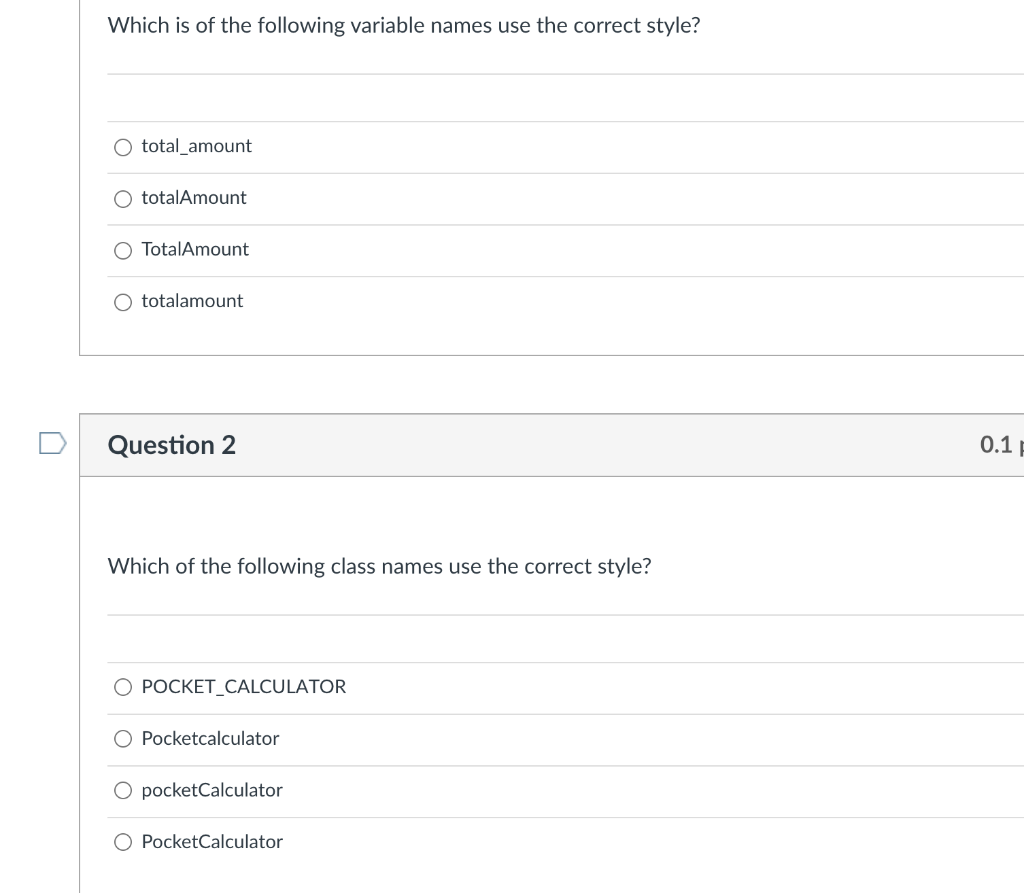 Solved Which is of the following variable names use the | Chegg.com
