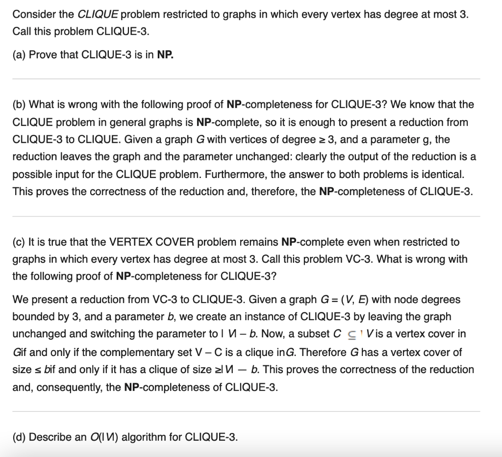 Solved Consider the CLIQUE problem restricted to graphs in | Chegg.com