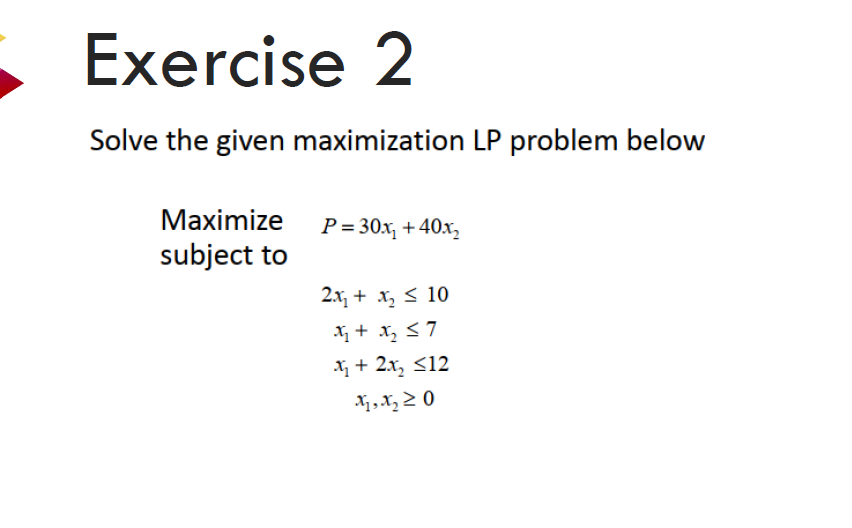 Solved Exercise 2 Solve the given maximization LP problem | Chegg.com