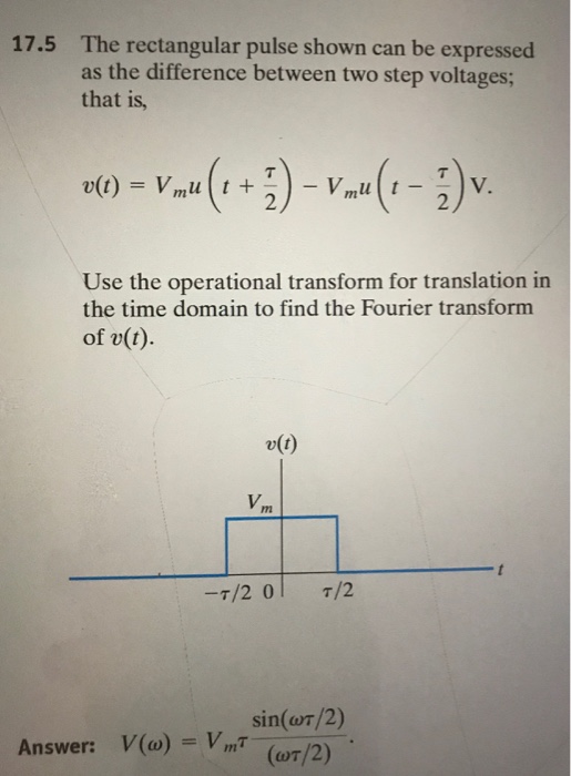 Solved The rectangular pulse shown can be expressed as the | Chegg.com