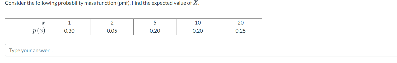 Solved Consider the following probability mass function | Chegg.com