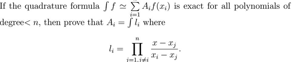 Solved If the quadrature formula S f ~ [A; f(xi) is exact | Chegg.com