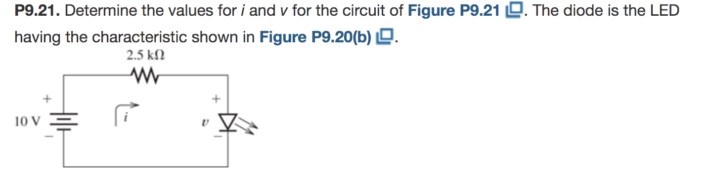 P9.21. Determine the values for i and v for the | Chegg.com
