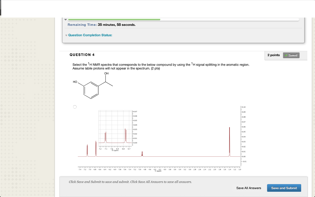 Solved Select the 1H NMR spectra that corresponds to the | Chegg.com