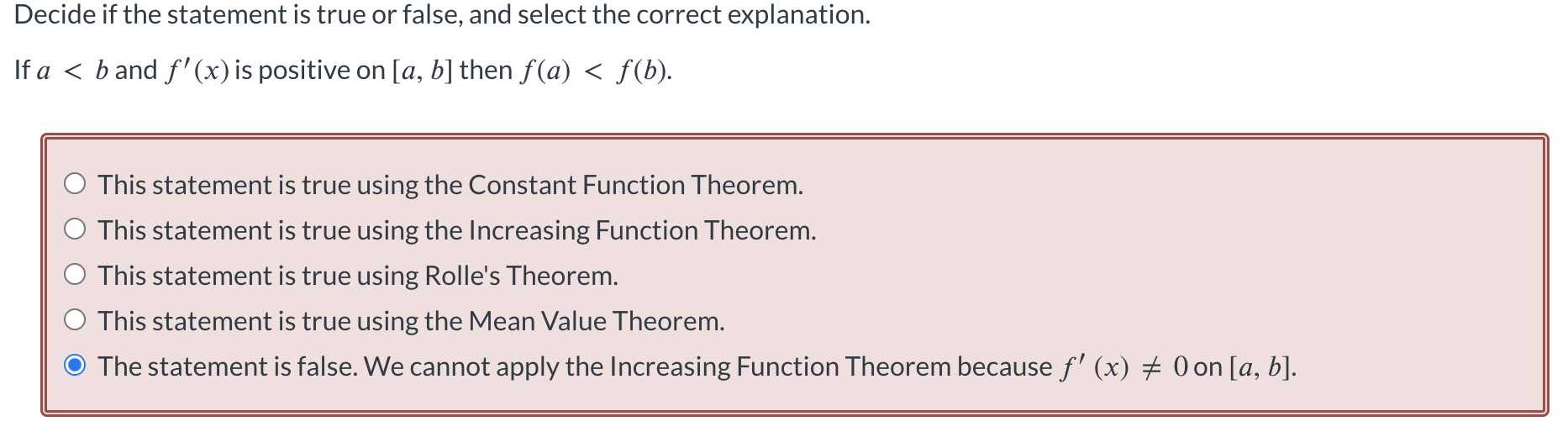 Solved Decide if the statement is true or false, and select | Chegg.com