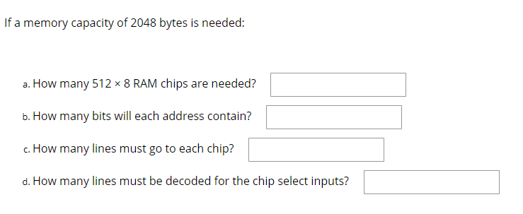 Solved If a memory capacity of 2048 bytes is needed: a. How | Chegg.com