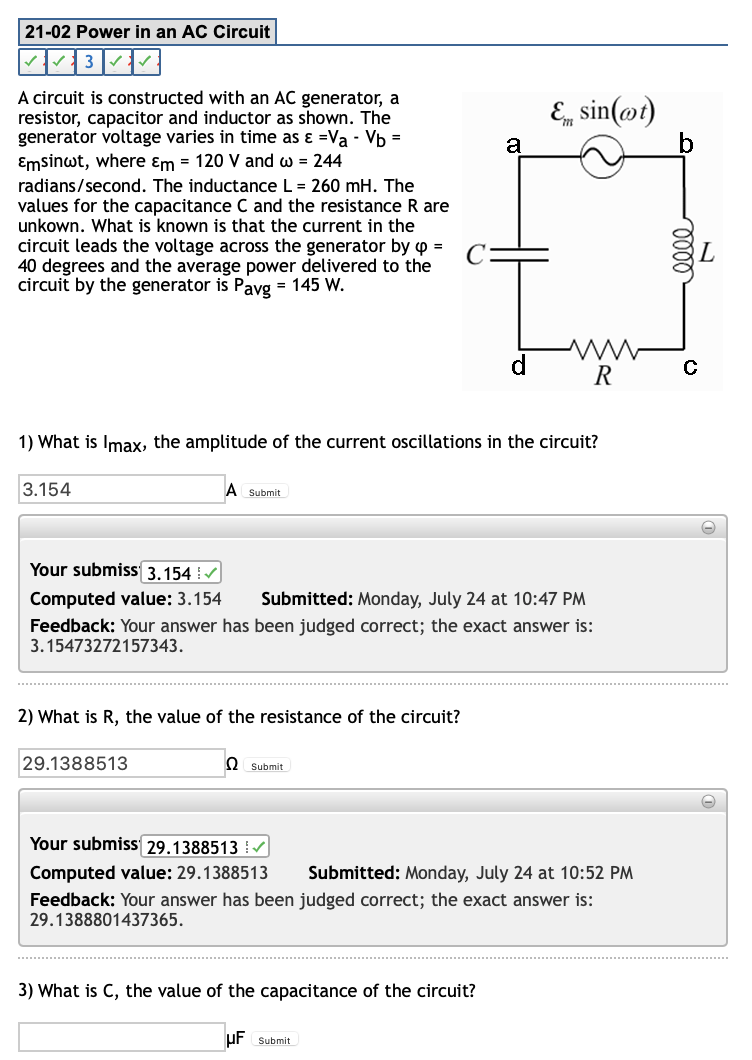 [Solved]: A circuit is constructed with an AC generator, a