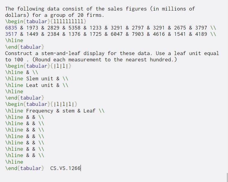 Solved The following data consist of the sales figures (in | Chegg.com