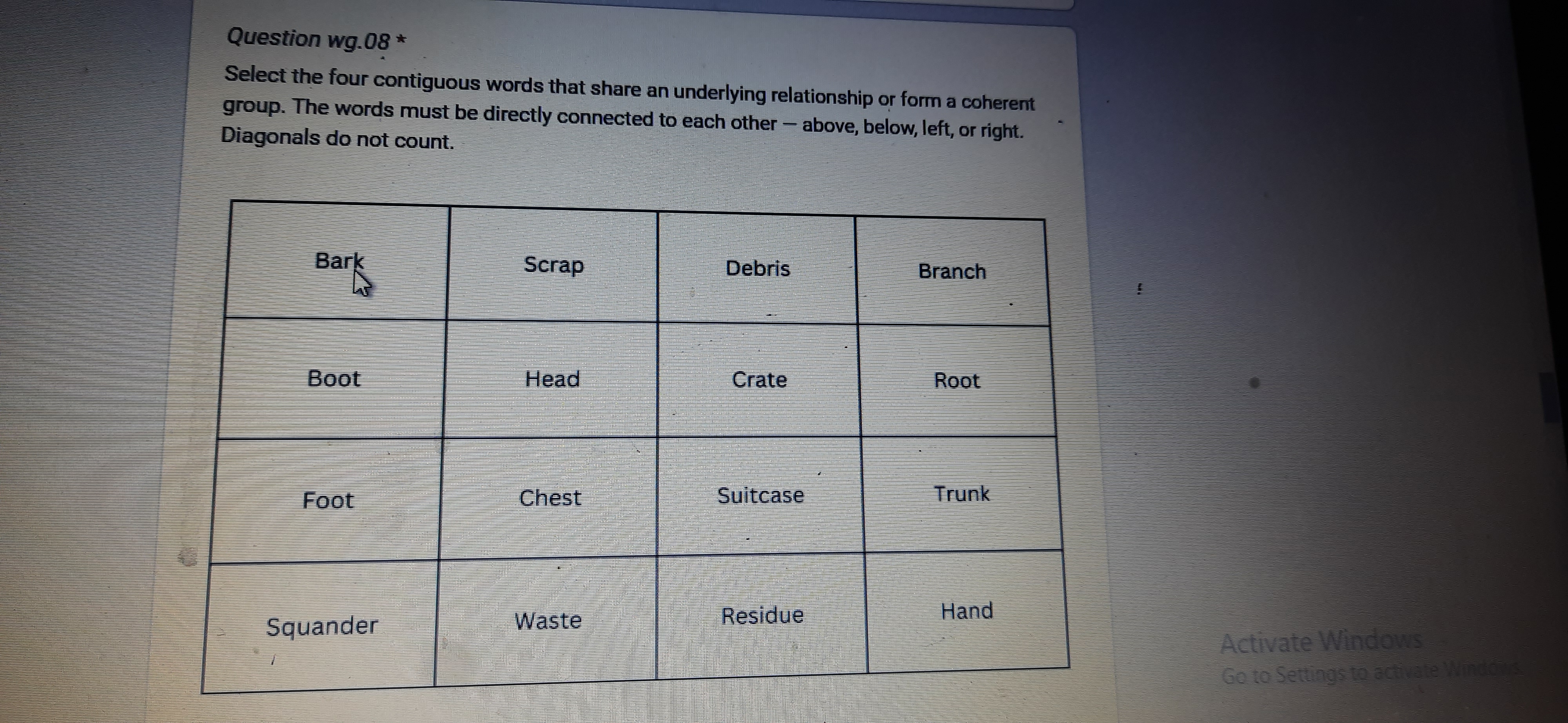 Solved Question wg. 08*Select the four contiguous words that | Chegg.com