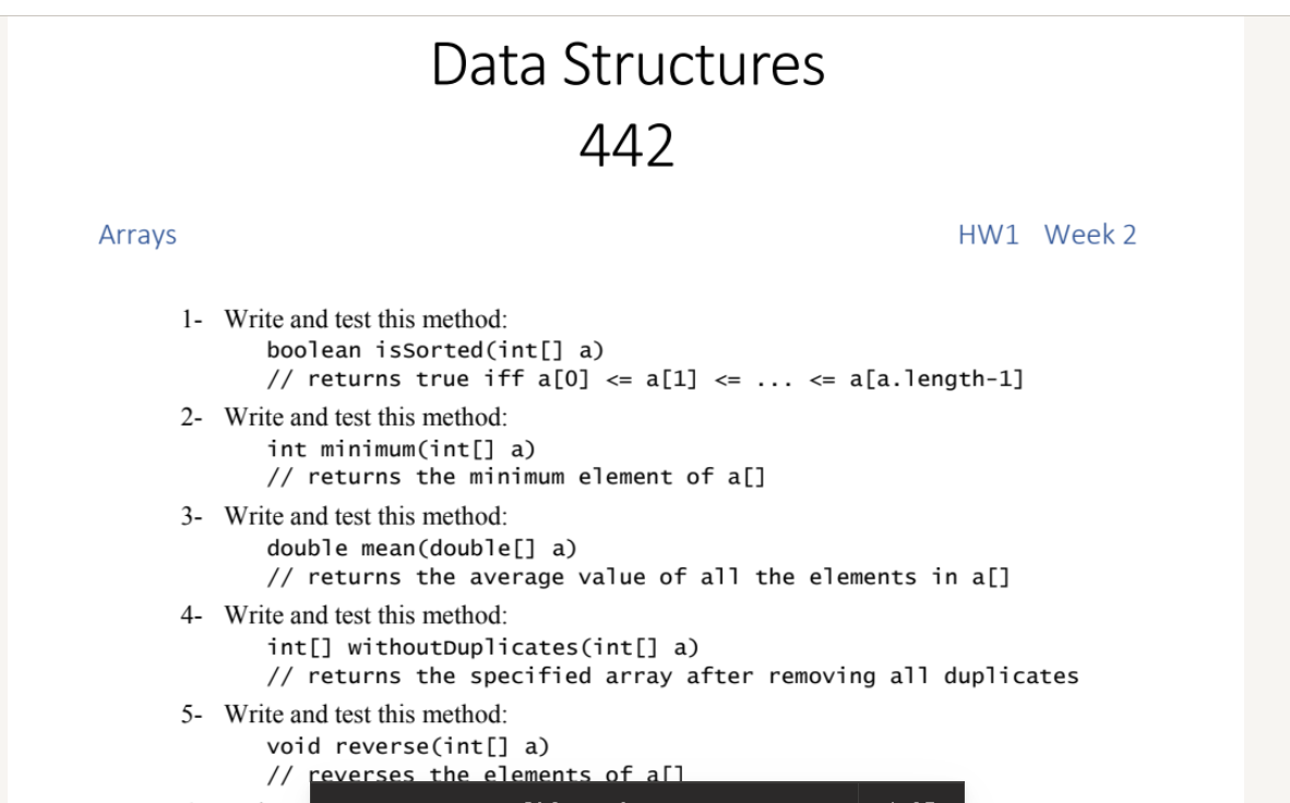 Solved Data Structures 442 HW1 Week 2 1- Write and test this | Chegg.com