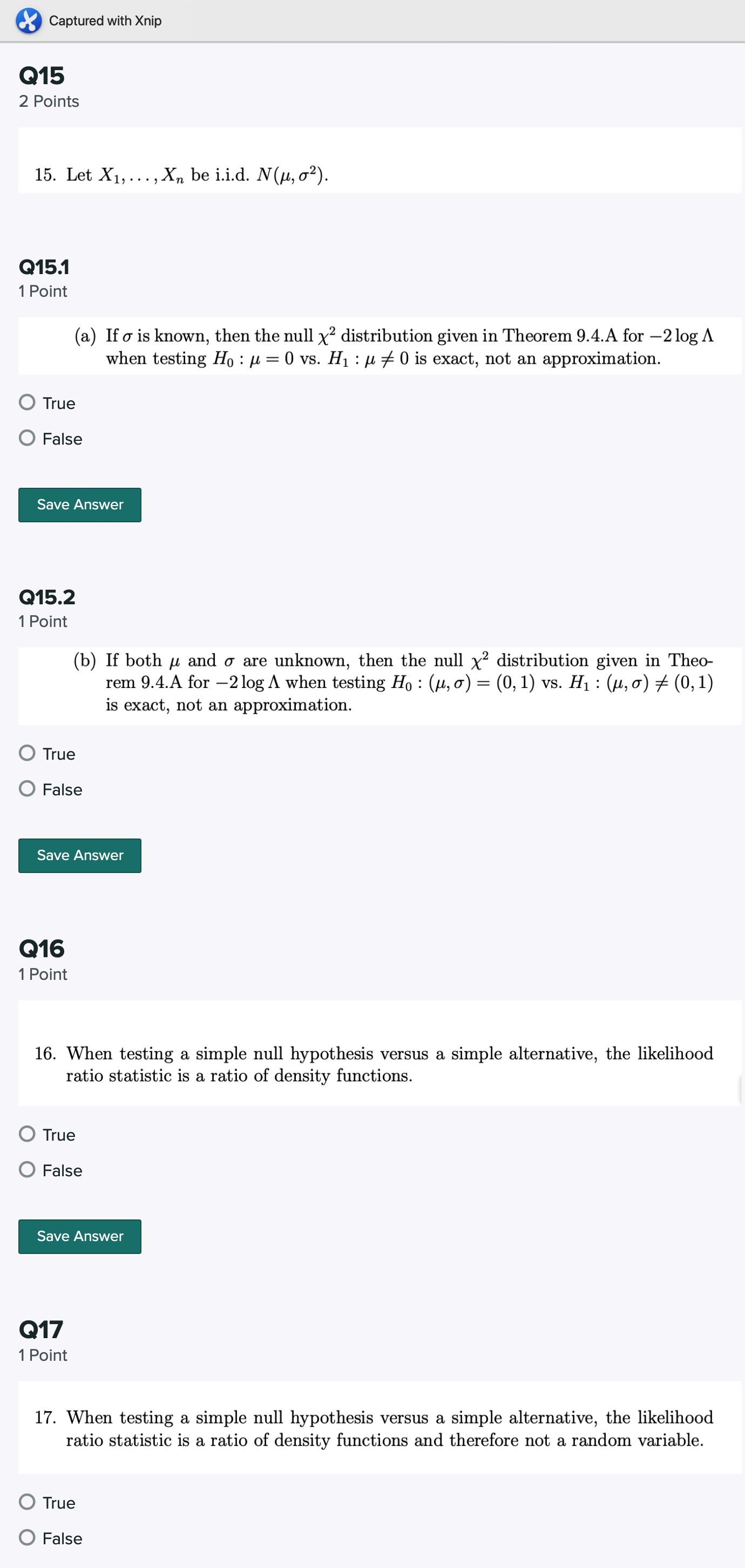 Solved Captured with Xnip Q15 2 Points 15. Let X1, ..., Xn | Chegg.com