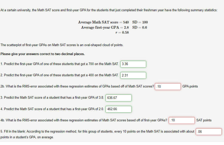Solved At a certain university, the Math SAT score and | Chegg.com