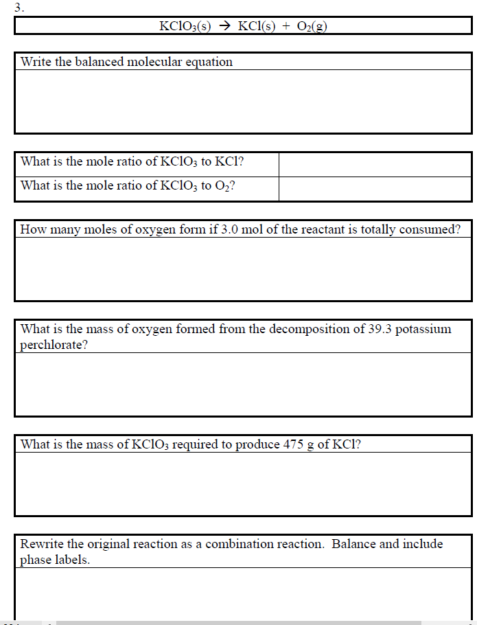 Solved KCIO3(s) → KCl(s) + O2(g) Write the balanced | Chegg.com