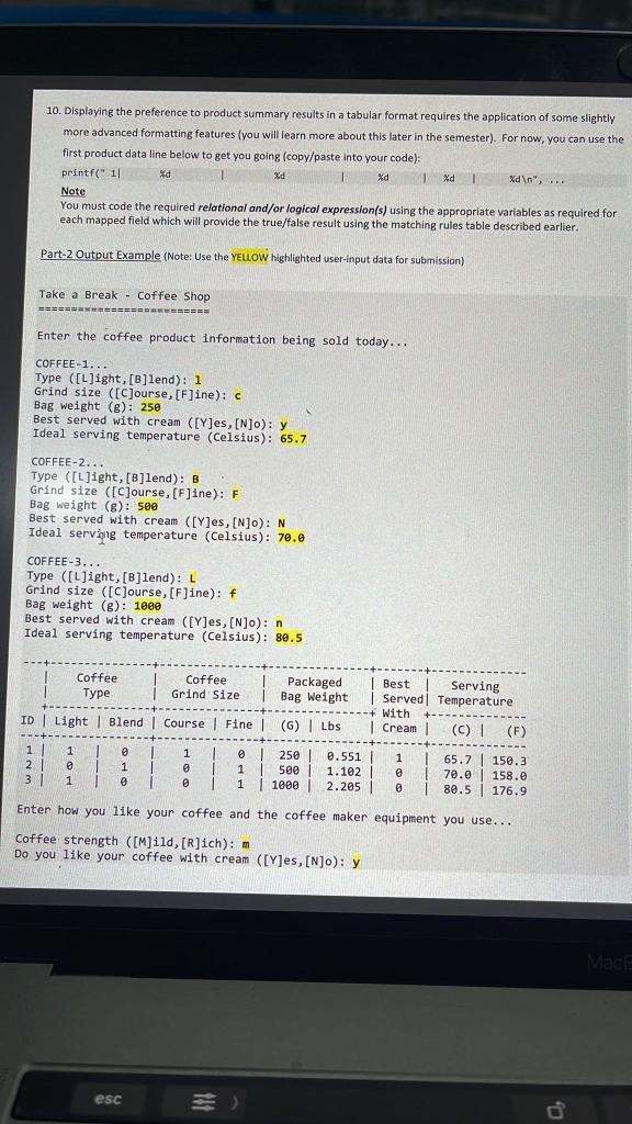 Solved . 5. Using the example output as a guide, declare the | Chegg.com