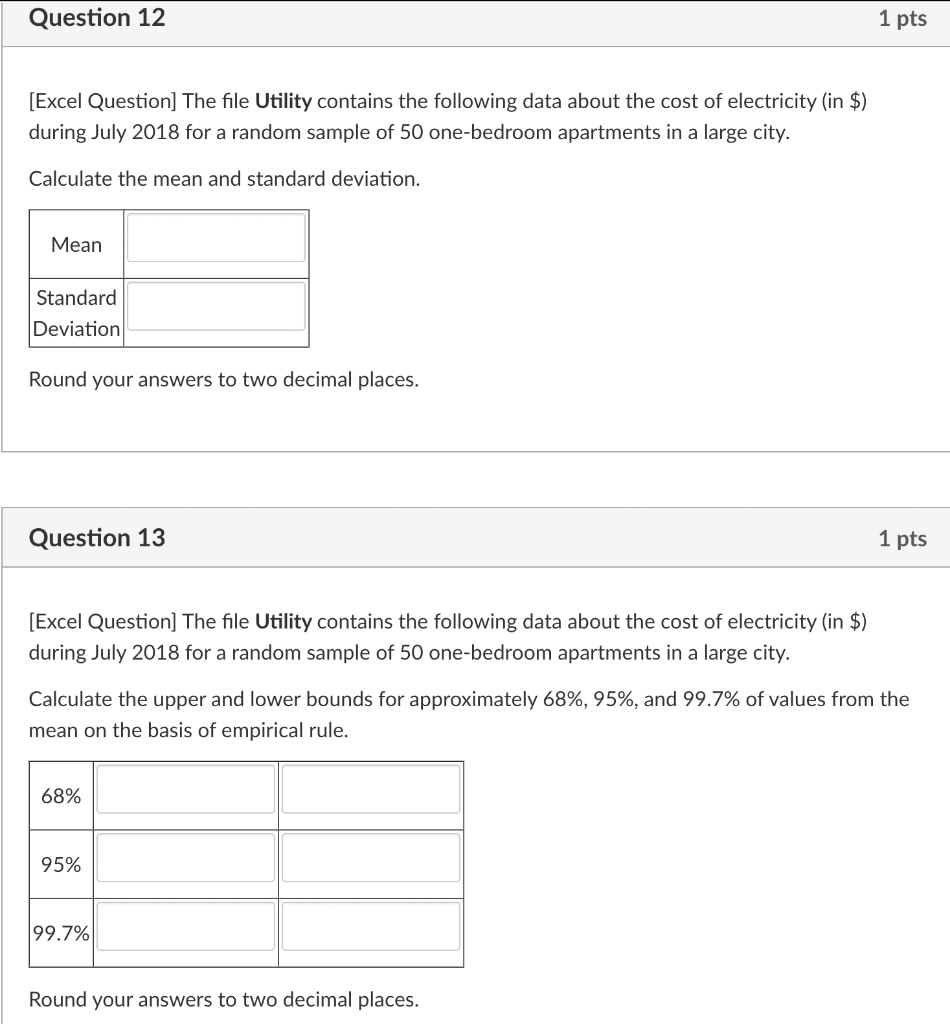 Solved [Excel Question] The file Utility contains the | Chegg.com