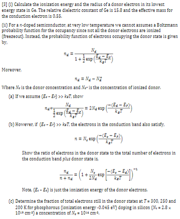 Solved [3] (i) Calculate the ionization energy and the | Chegg.com